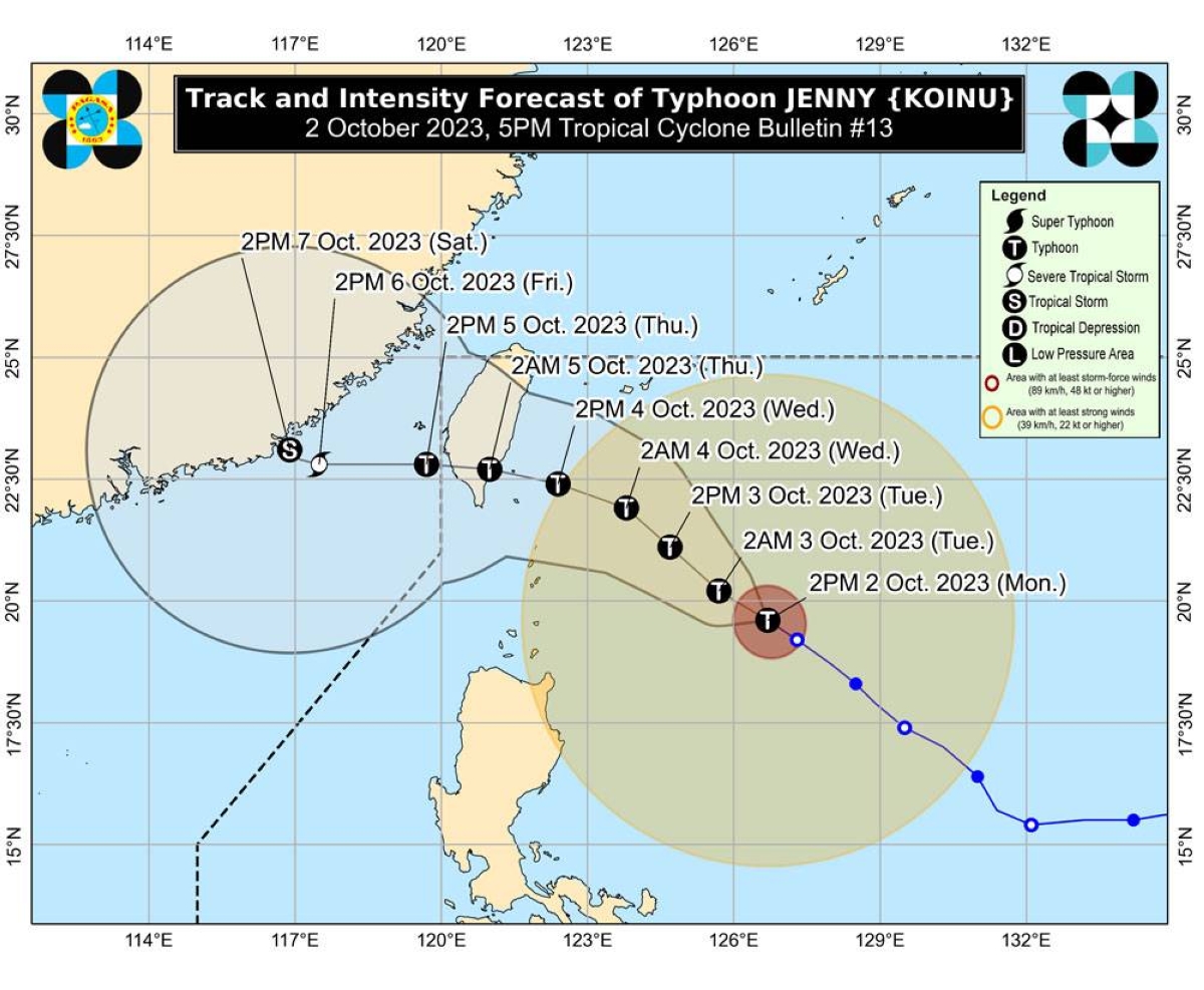 Typhoon Jenny further intensifies while moving over Philippine Sea ...
